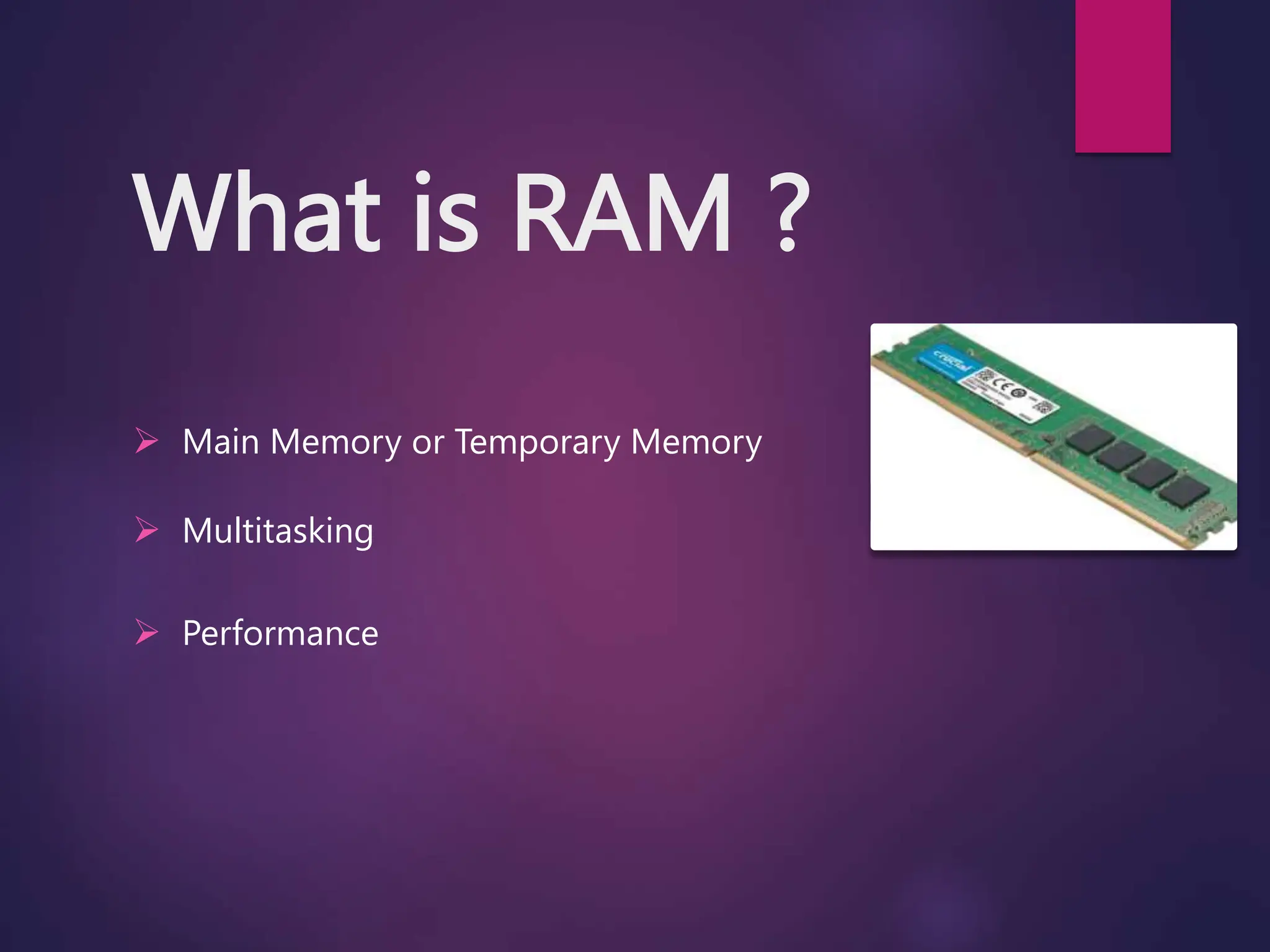 RAM.pptx it is about random access memory which is used Pc | PPTX