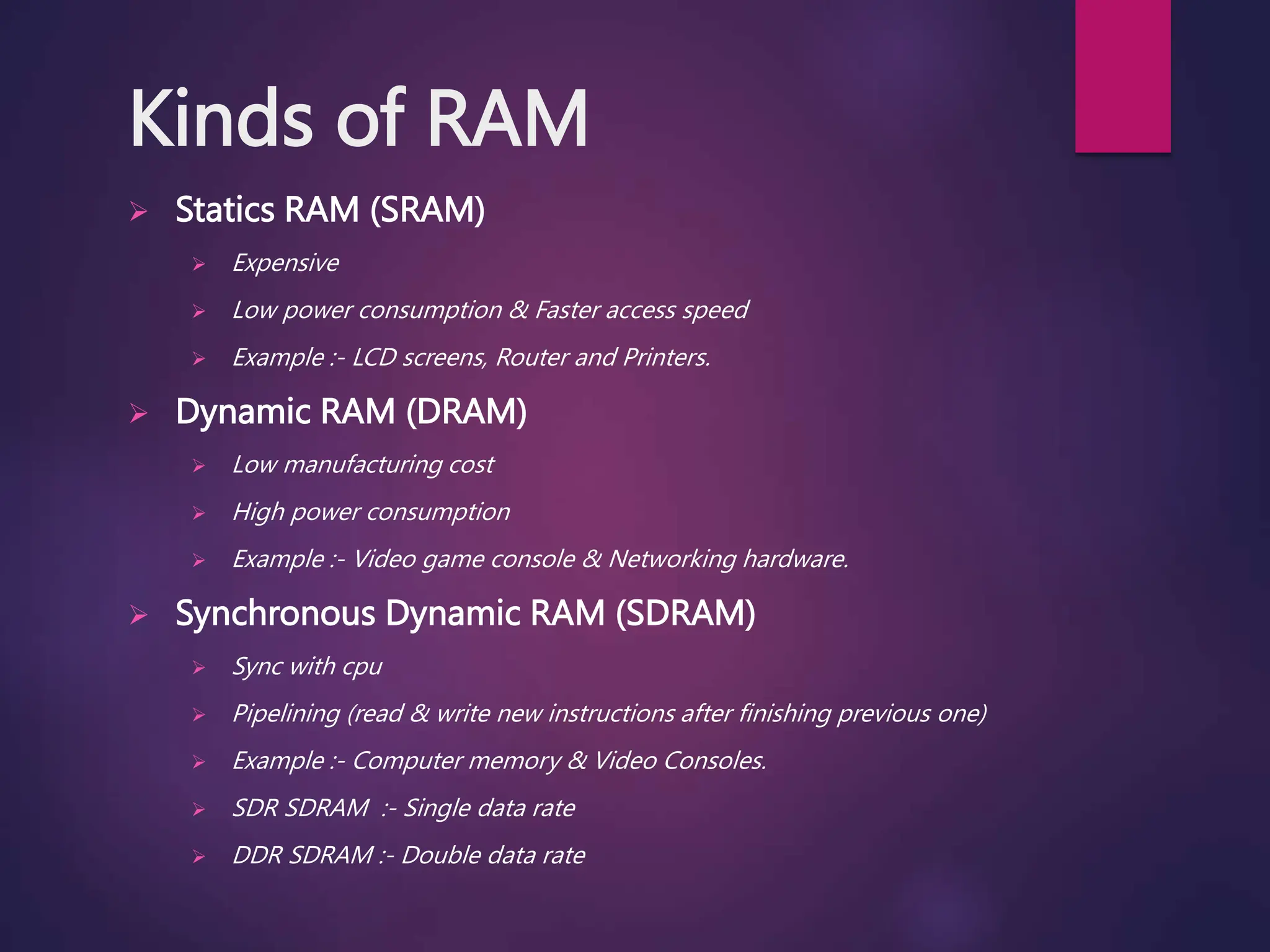 Ram Pptx It Is About Random Access Memory Which Is Used Pc Ppt