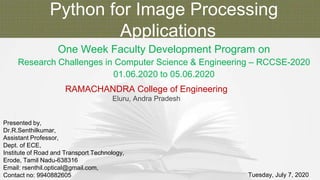 Python for Image and Video processing applications | PPTX