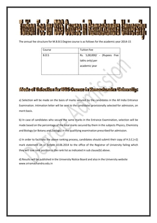 Ramachandra University mbbs / bds Notification | PDF