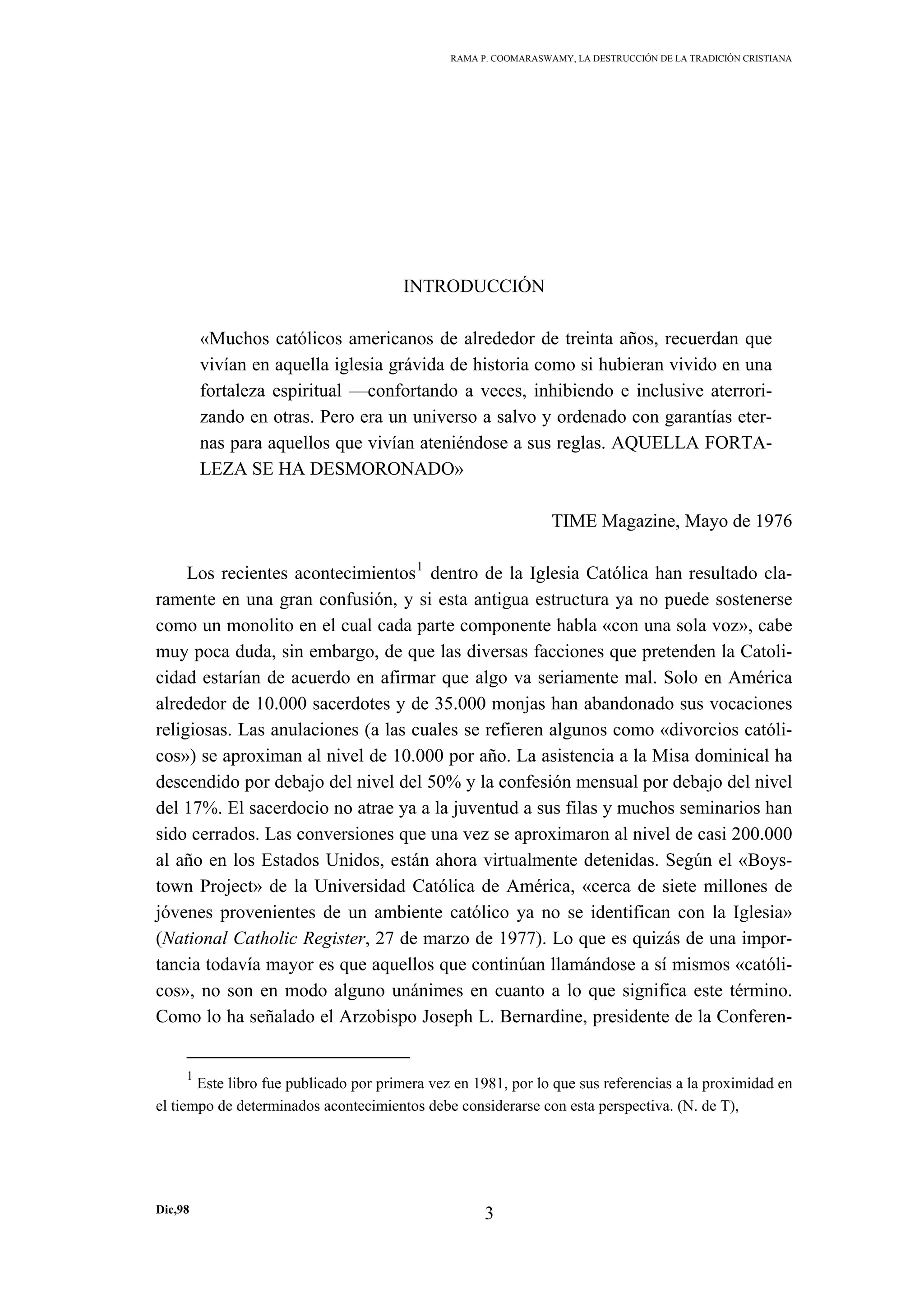 Rama coomar destruccion de-la-tradicion-cristiana | PDF