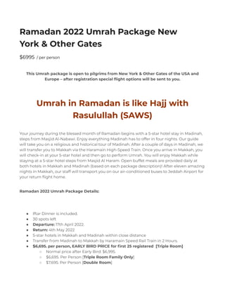 Ramadan 2022 ny umrah package & other gates | PDF
