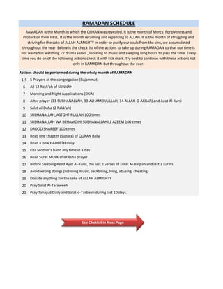 Ramadan checklist (print form) | PDF | Islam | Religion & Spirituality