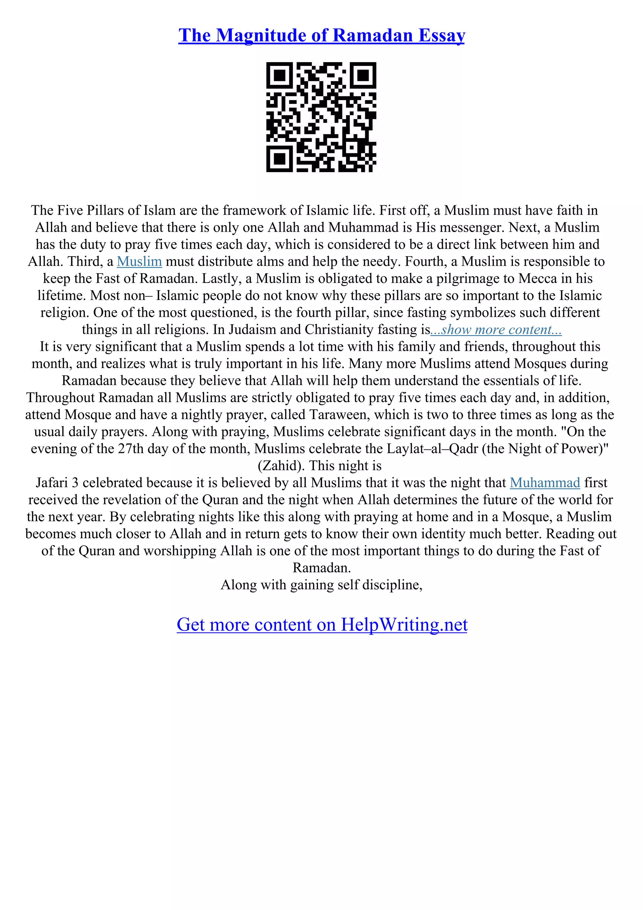 Ramadan Essay | PDF