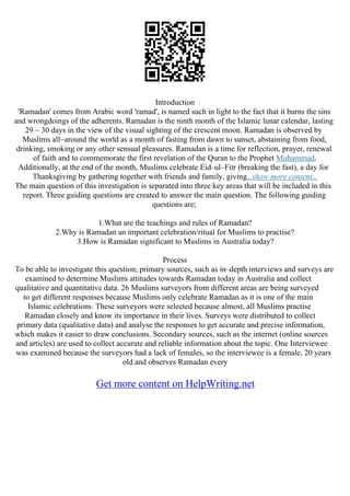 Ramadan Essay | PDF