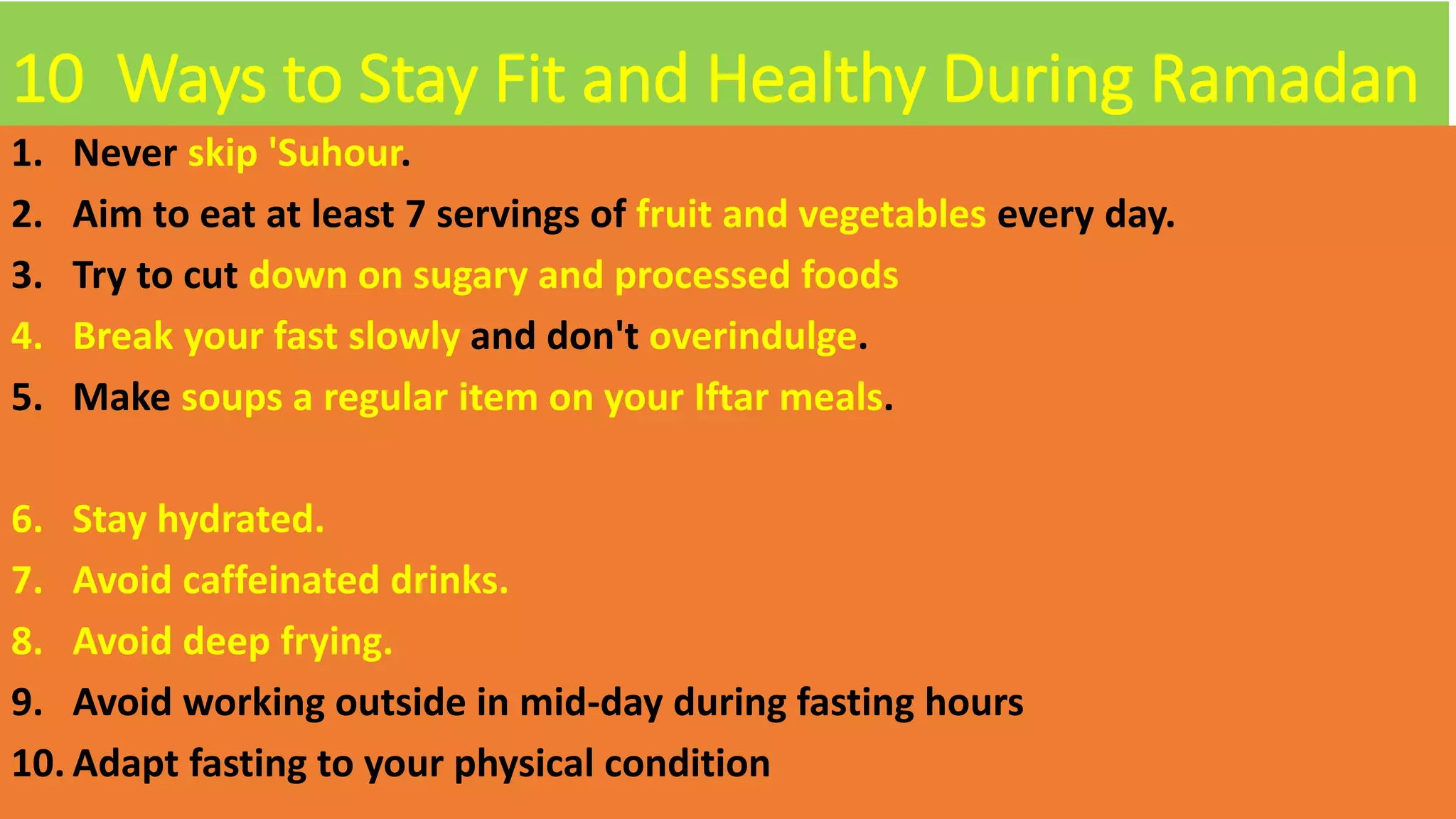 Ramadan Health & Safety Precautions | PPTX