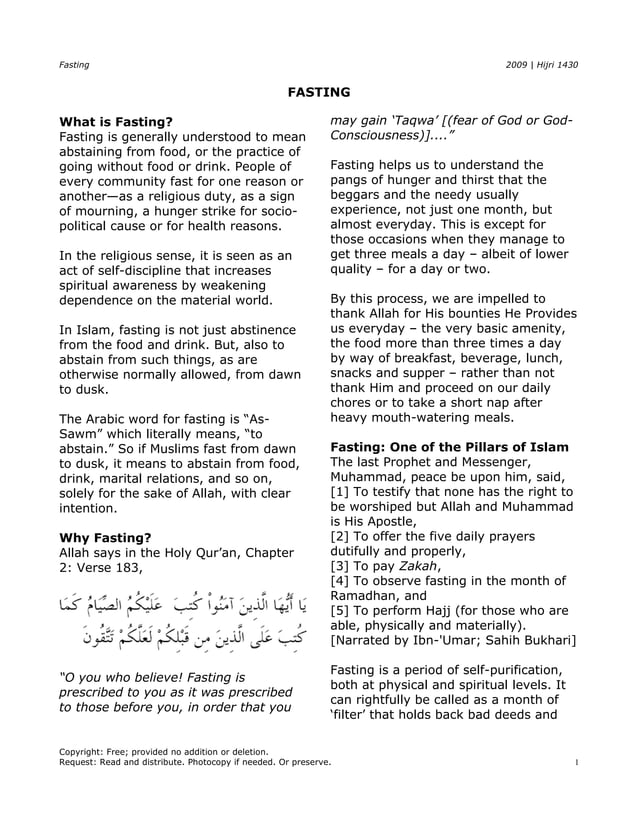 Fasting | PDF | Islam | Religion & Spirituality