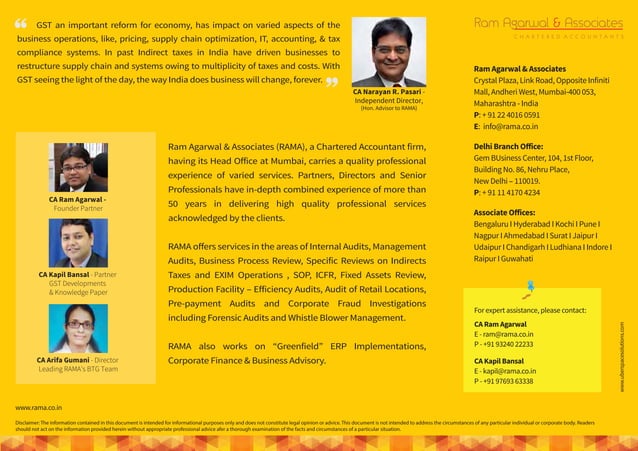 Basic Concept and Impact Presentation on GST by RAMA | PDF