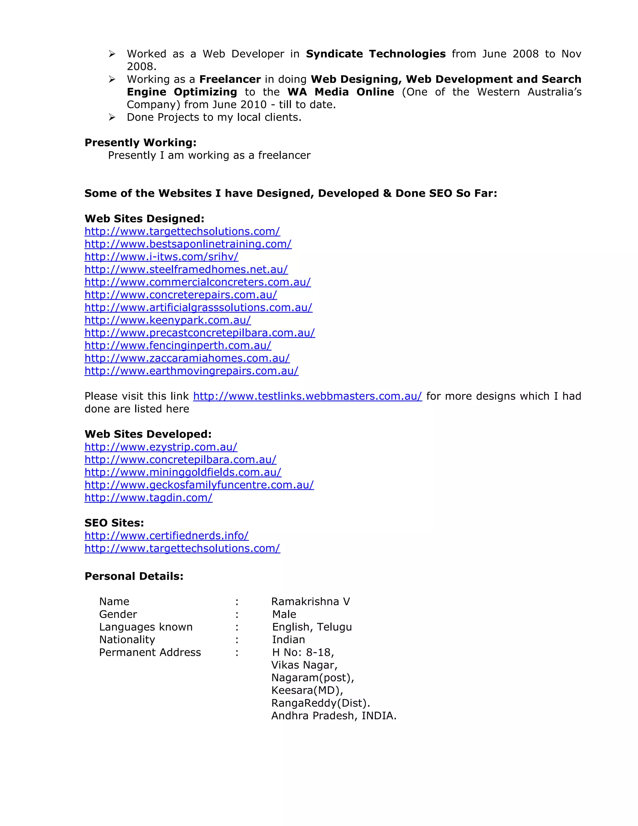 Rama krishna cv | PDF