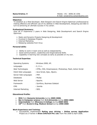 Rama krishna cv | PDF