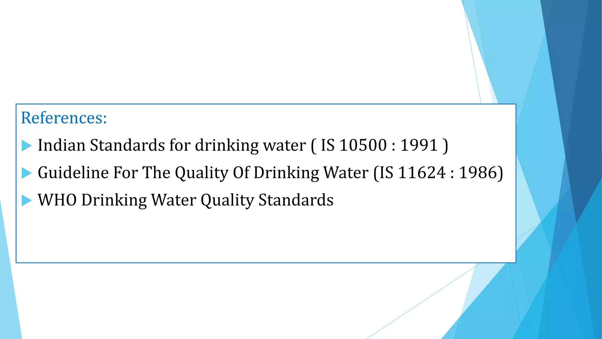 National and International Criteria and Standards on Water Quality | PPTX