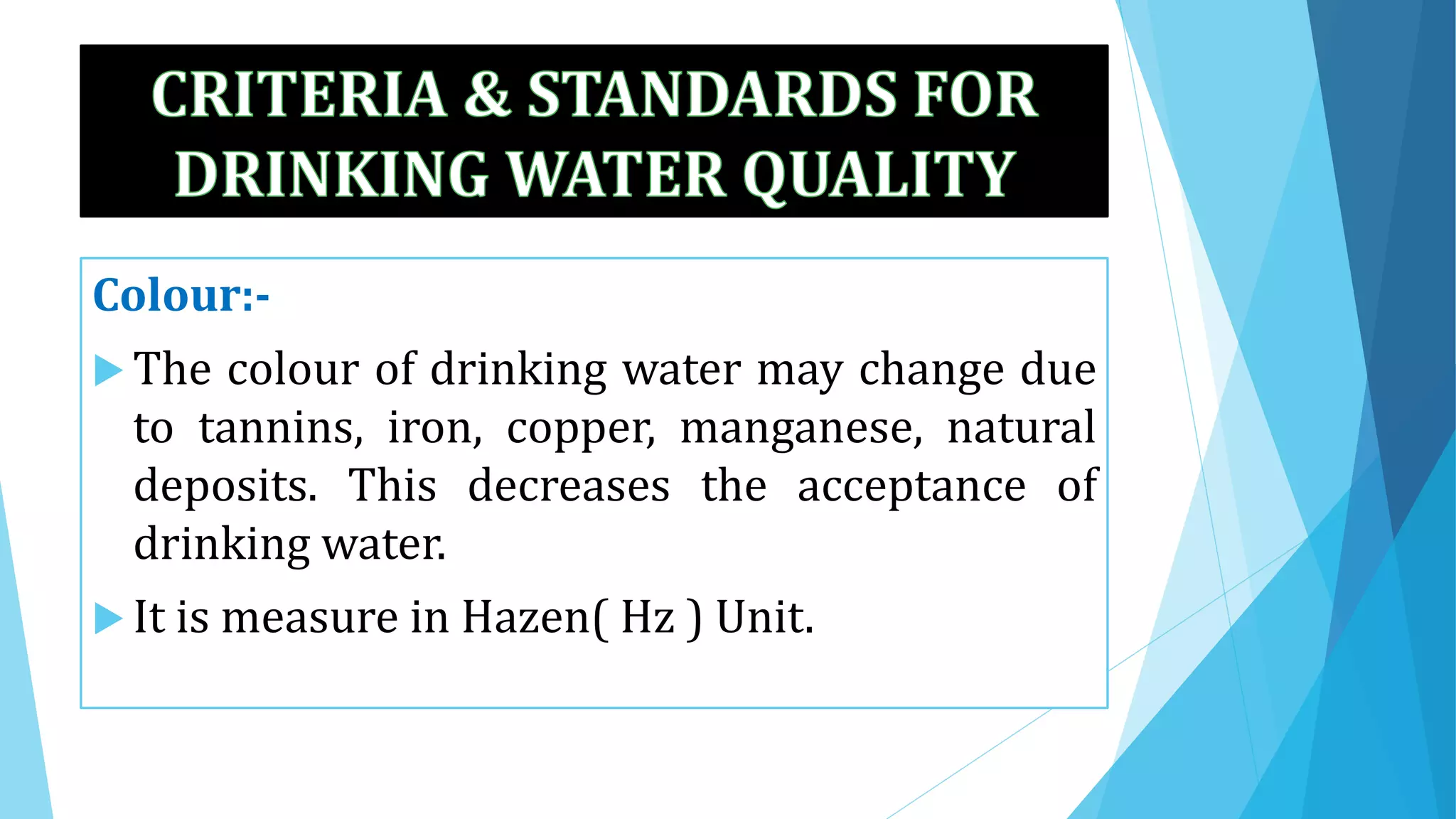 National and International Criteria and Standards on Water Quality | PPTX