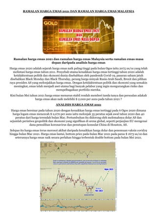 Ramalan harga emas 2021 dan ramalan harga emas malaysia | PDF