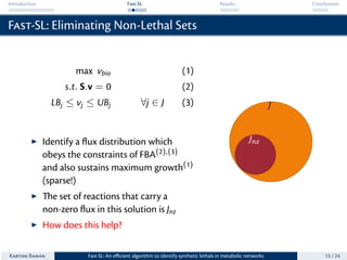 Fast-SL: An efficient algorithm to identify synthetic lethals in metabolic networks | PPT