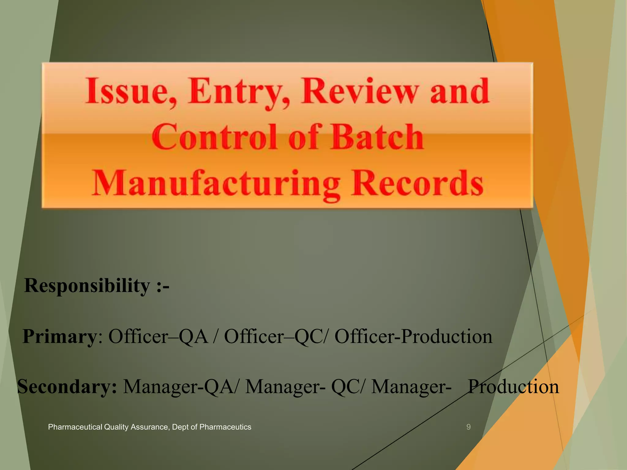 BMR (Batch Manufacturing Record) | PPTX