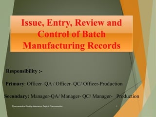 BMR (Batch Manufacturing Record) | PPTX