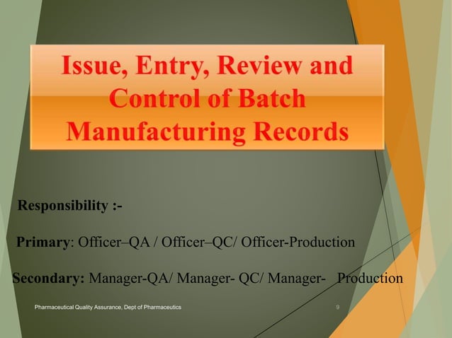 BMR (Batch Manufacturing Record) | PPTX | Pharmaceutical Industry ...