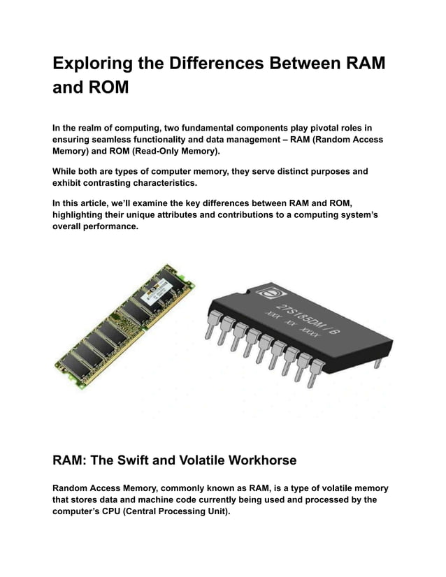 RAM and ROM.pdf | Operating Systems | Computer Software and Applications
