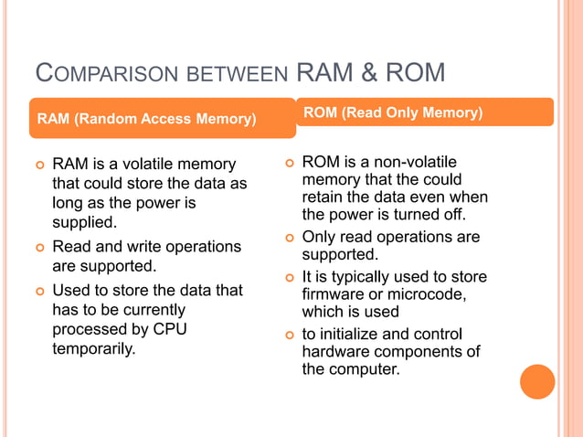 Information technology RAM and ROM differences | PPT