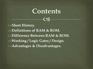 RAM and ROM Chips | PPTX