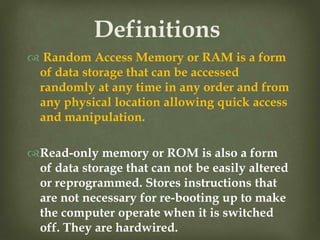 RAM and ROM Chips | PPTX