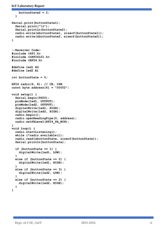 IOT REPORT a Report on subject of IOT under VTU curriculum | PDF