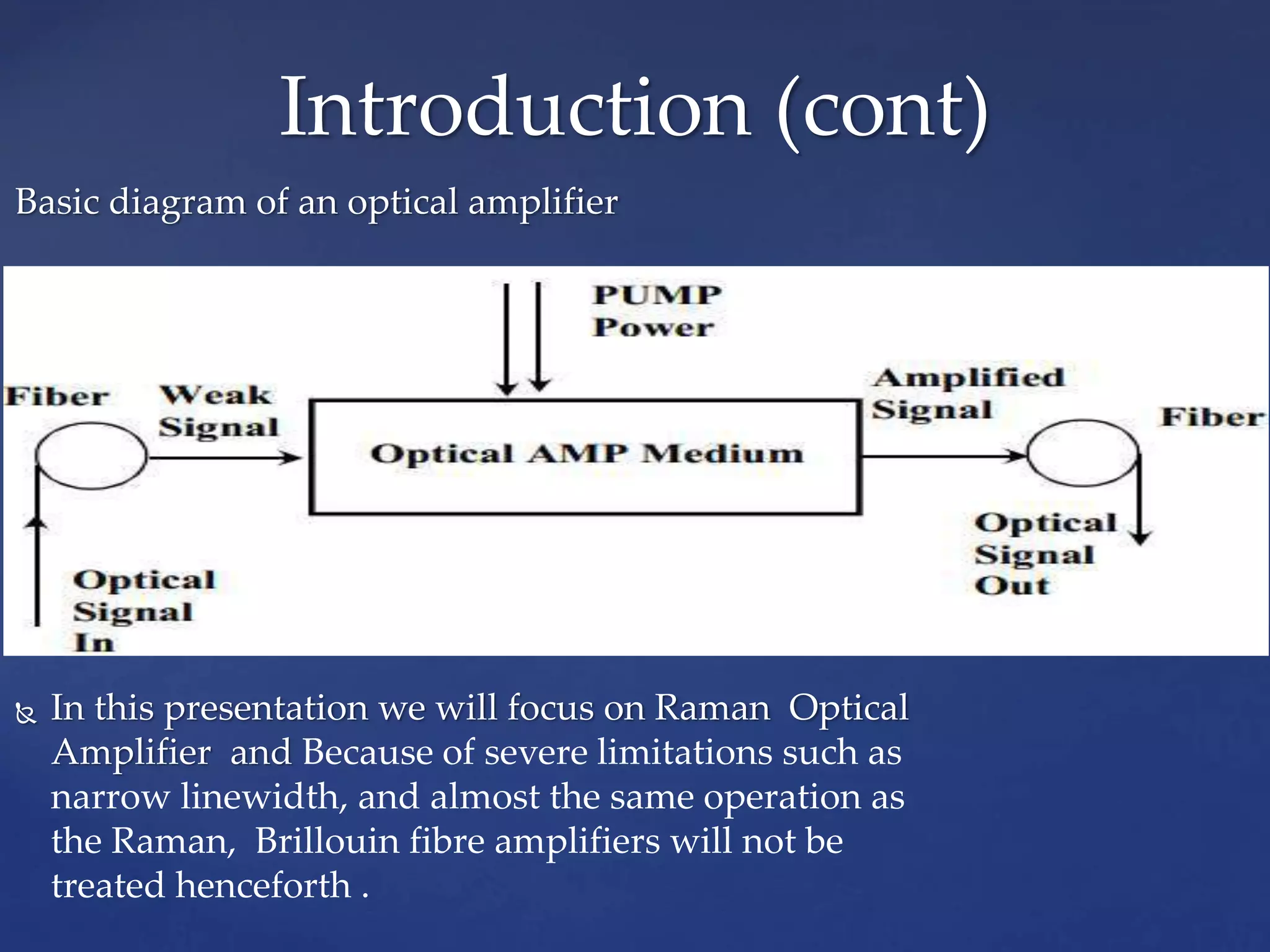 Raman optical amplifier. simple presentation | PPTX