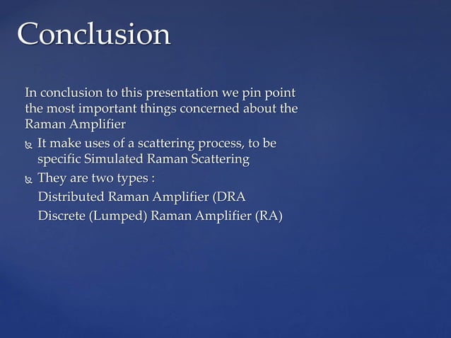 Raman optical amplifier. simple presentation | PPTX