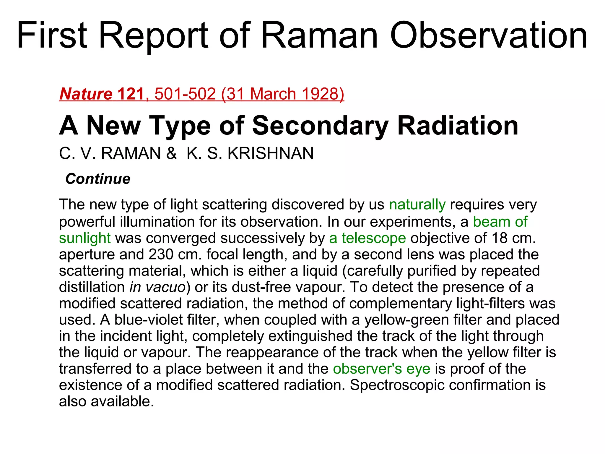 Raman Spectroscopy | PPT