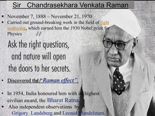 Raman spectroscopy | PPTX