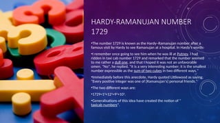 Srinivas Ramanujan: The man who loved numbers | PPTX