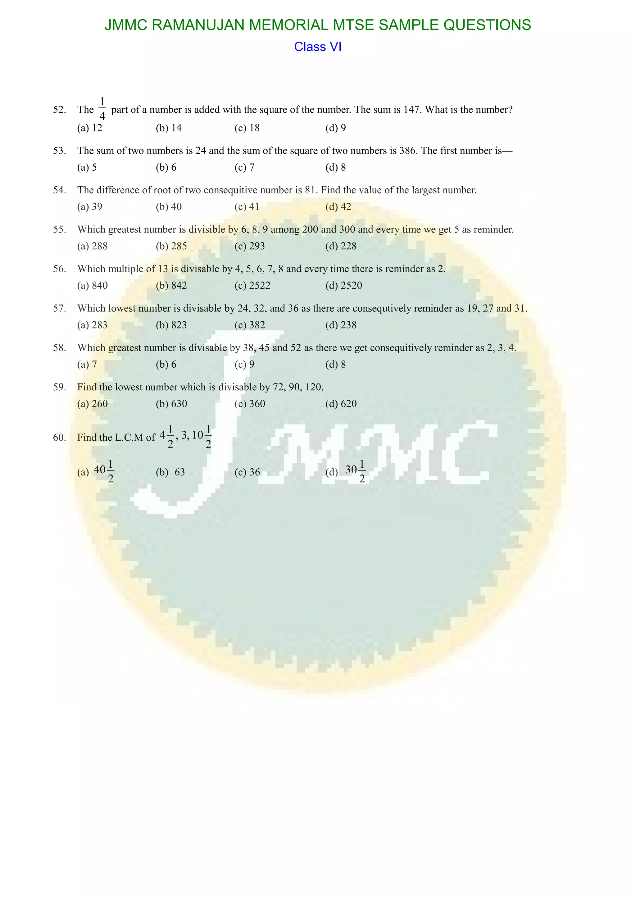 Ramanujan class 6 | PDF