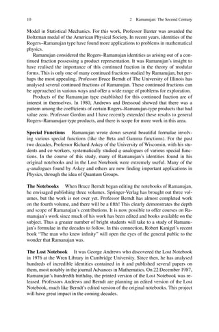 Ramanujan's place in the world of mathematics | PDF