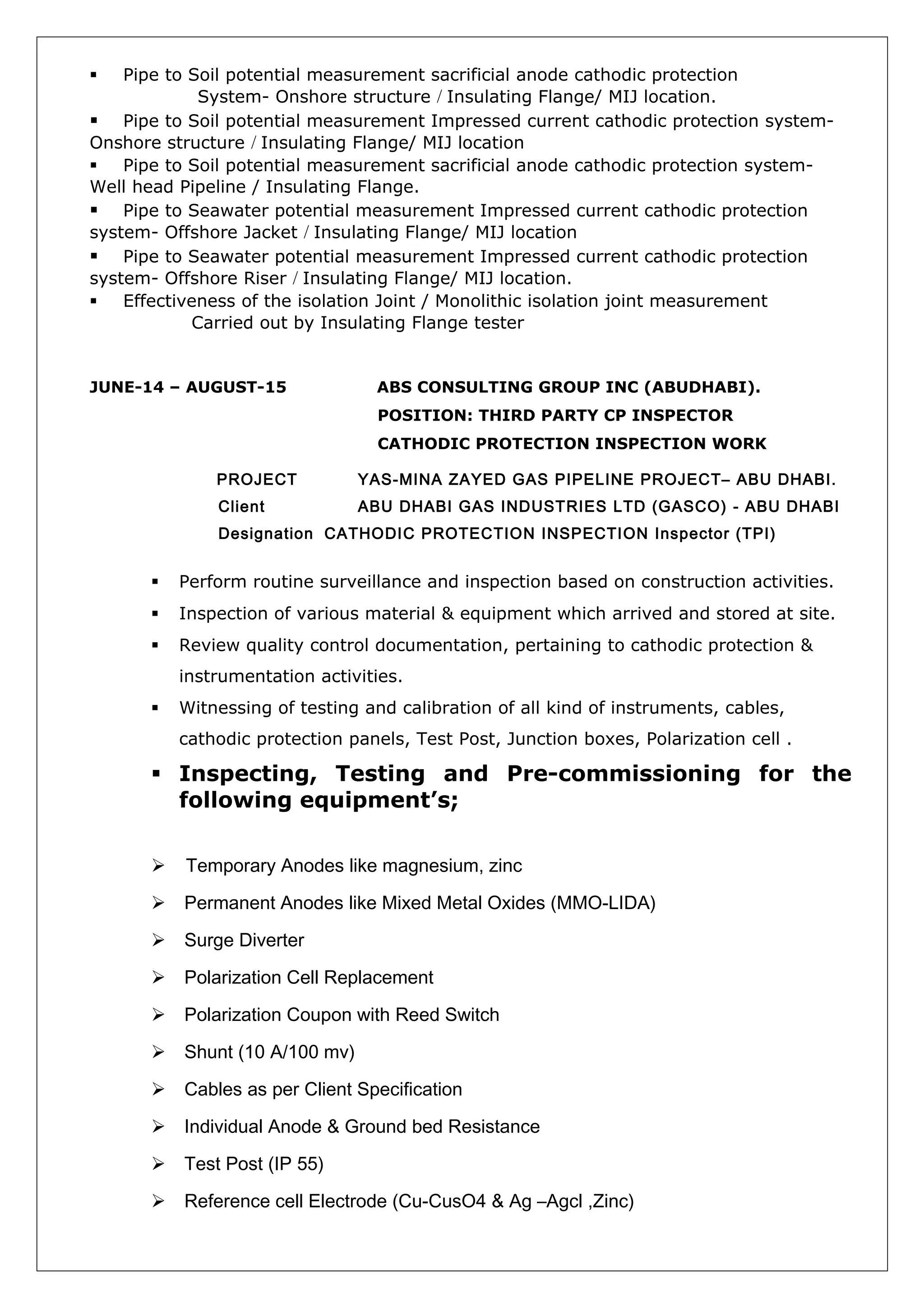 RAMASAMY NACE CP LEVEL II ENGINEER | DOC