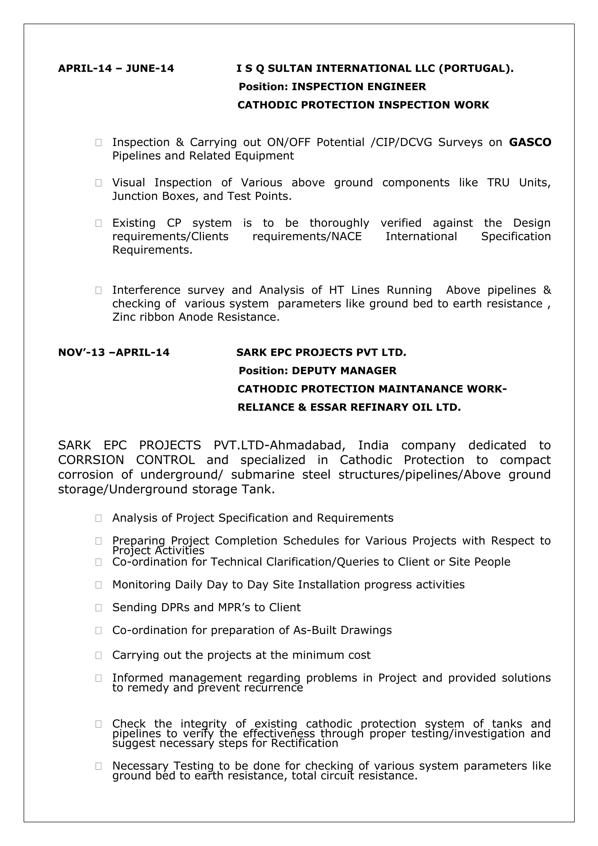 RAMASAMY NACE CP LEVEL II ENGINEER | DOC