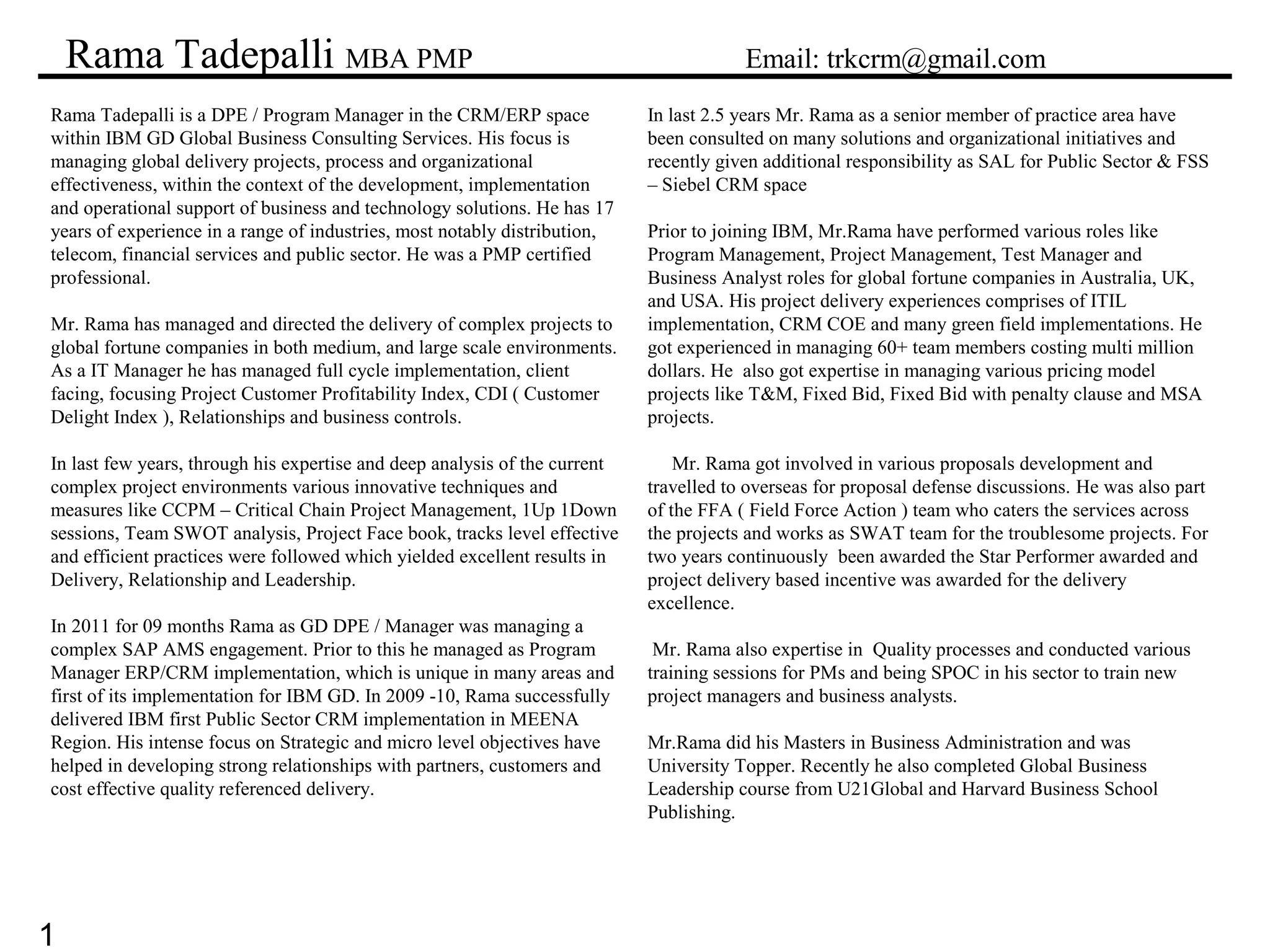 Rama Tadepalli Resume1 | PPT