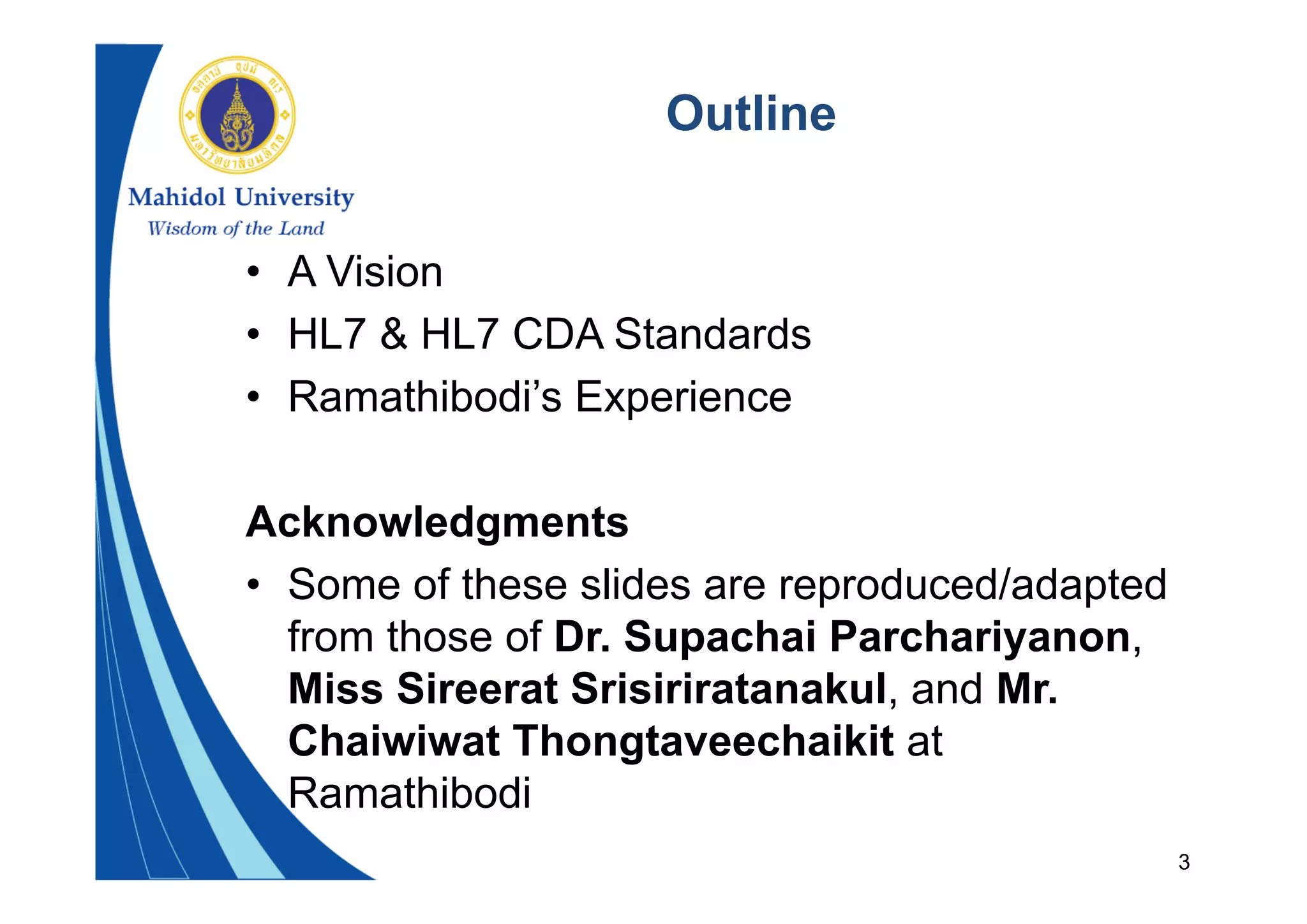 Ramathibodi Hospital's Experience with HL7 & HL7 CDA Standards | PDF