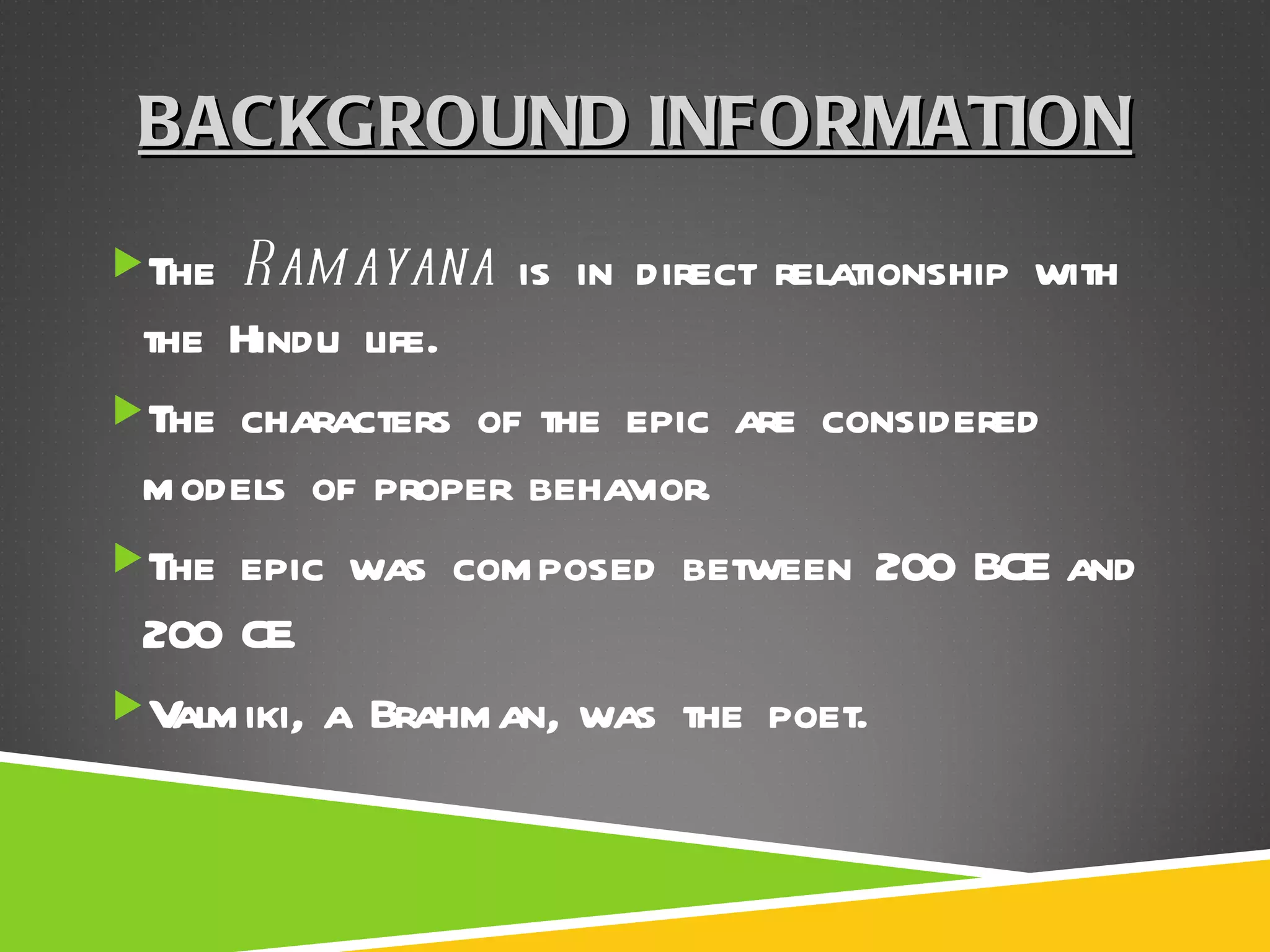 Ramayana background information | PPT