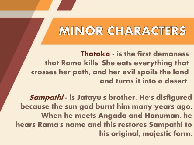 Ramayana elements and plot | PPTX | Hinduism | Religion & Spirituality