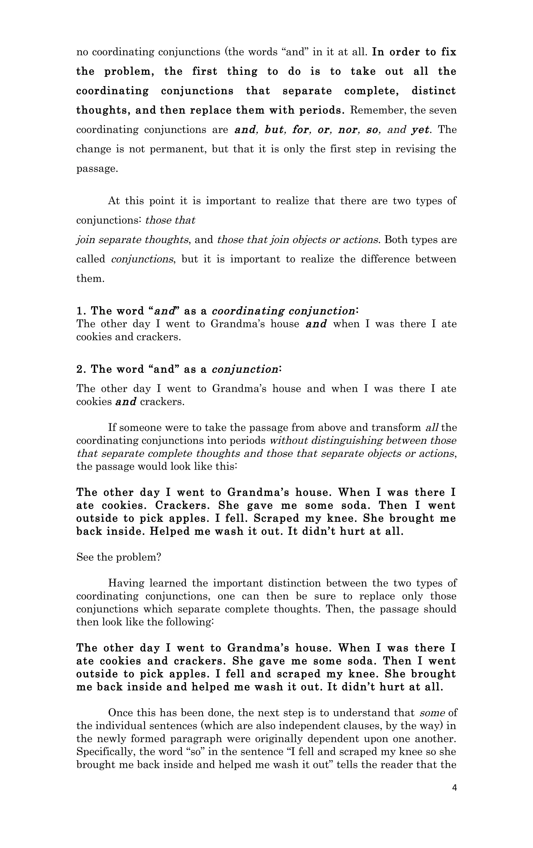 Rambling sentences handout | DOC