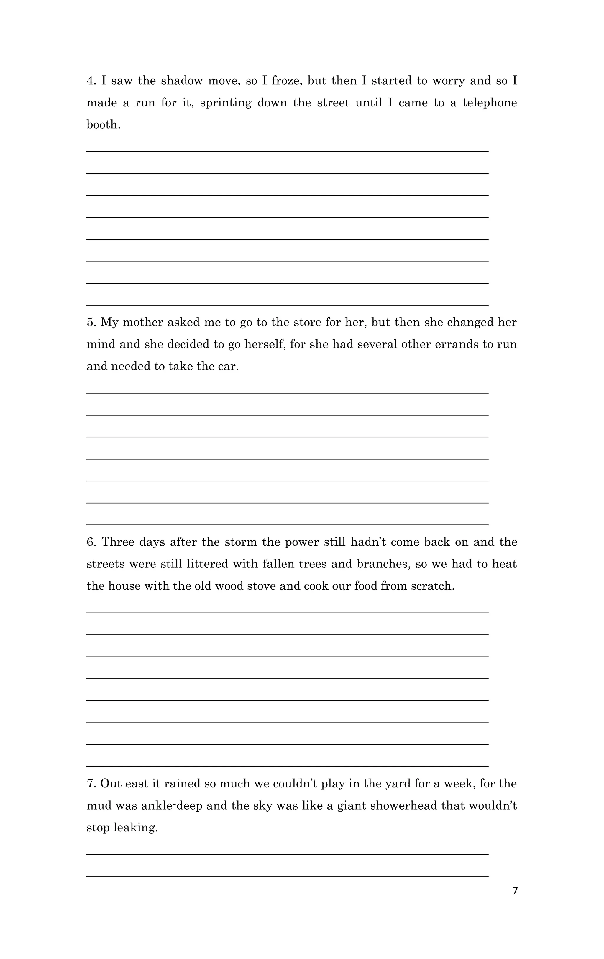 Rambling sentences handout | DOC