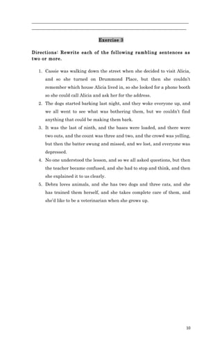 Rambling sentences handout | DOC