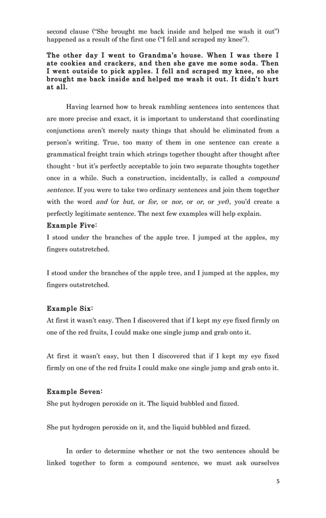 Rambling sentences handout | DOC | Homework and Study | Education