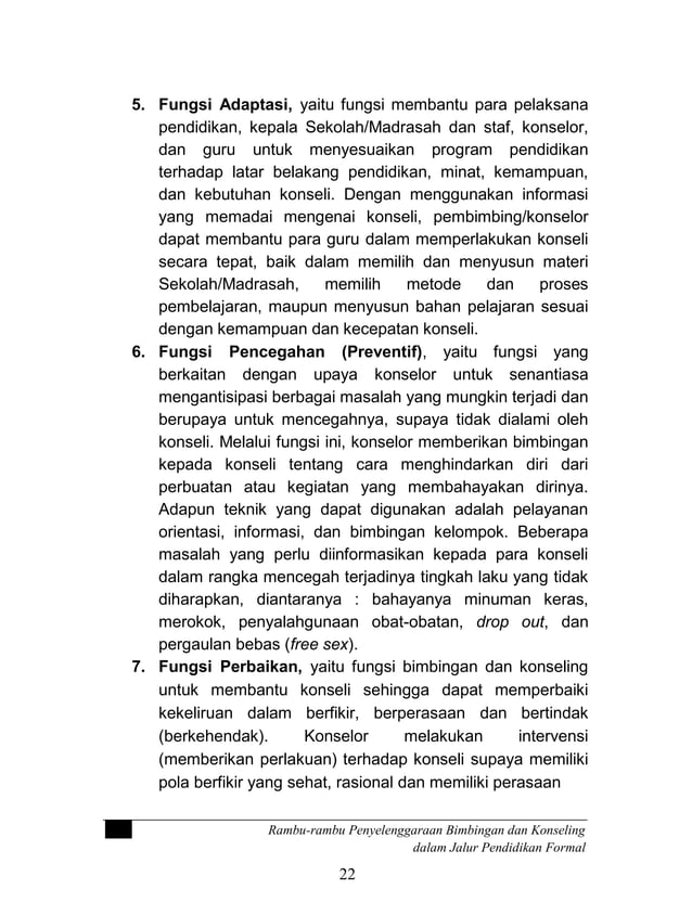 Rambu-rambu penyelenggaraan BK dalam jalur formal (ABKIN) | PDF