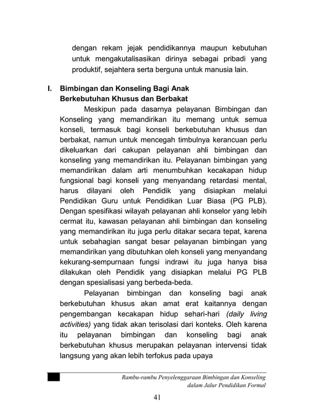 Rambu-rambu penyelenggaraan BK dalam jalur formal (ABKIN) | PDF