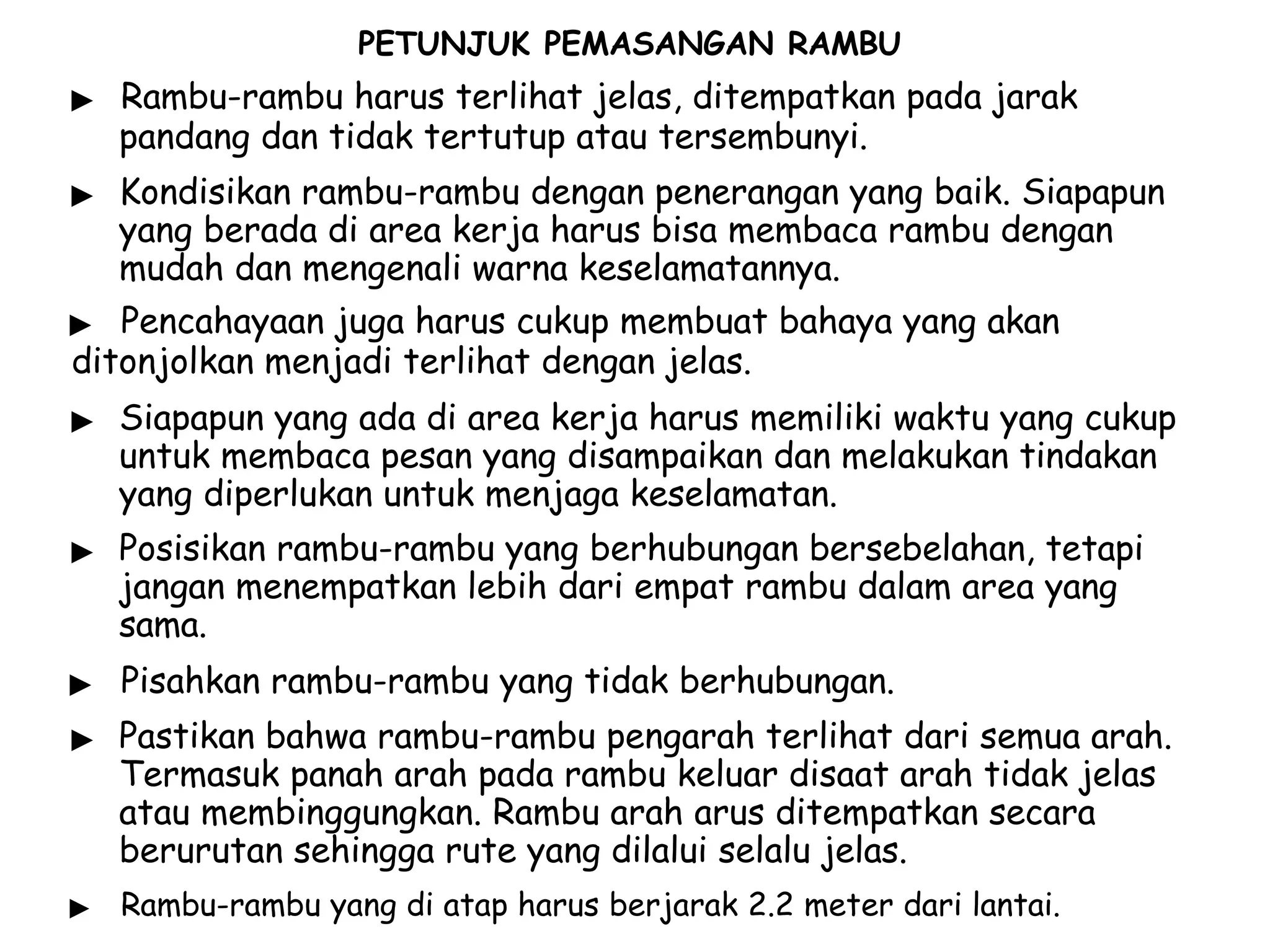 Rambu-rambu Keselamatan kerja di lokasi kerja | PPTX