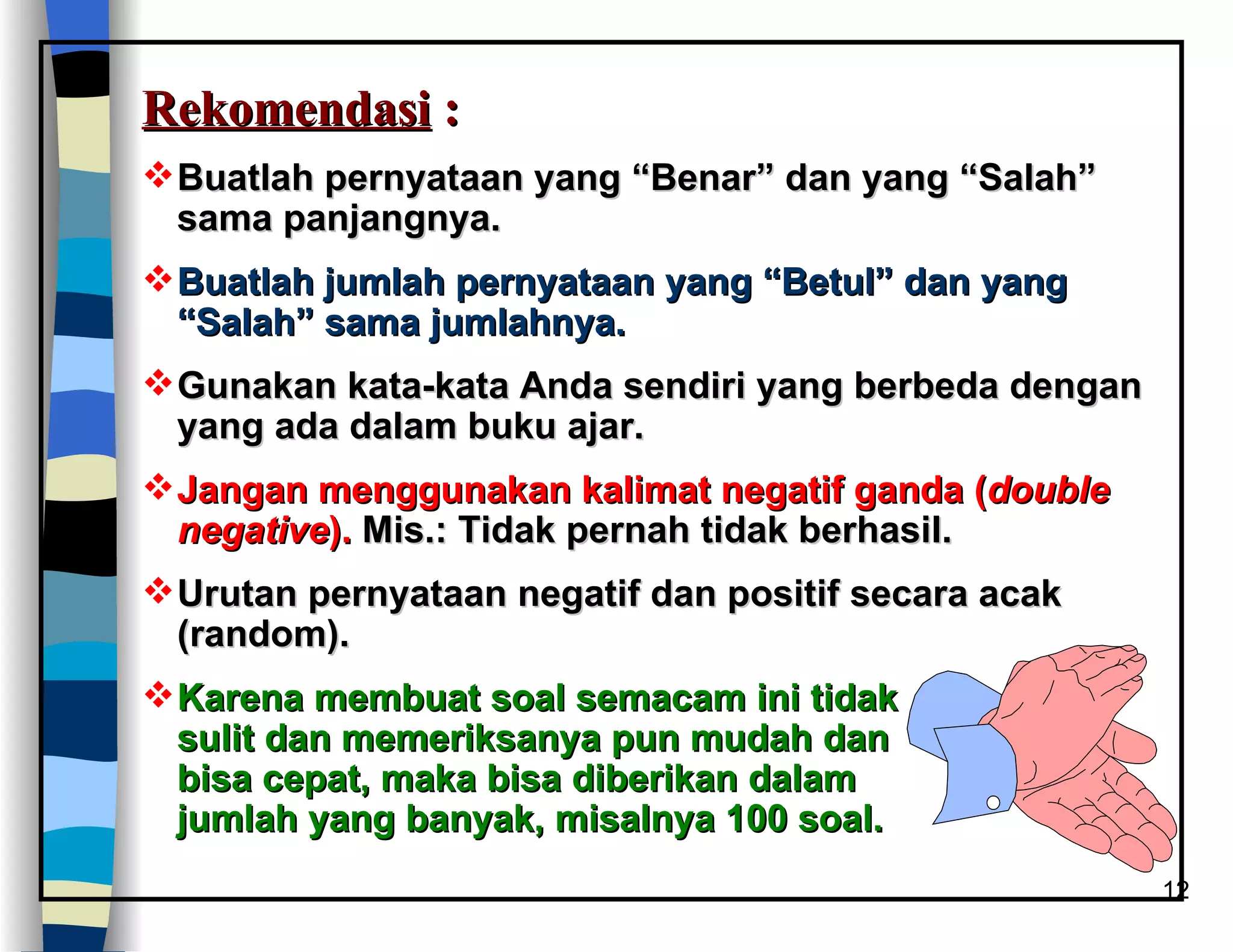 Rambu rambu pembuatan alat ukur kemajuan belajar 2 | PPT