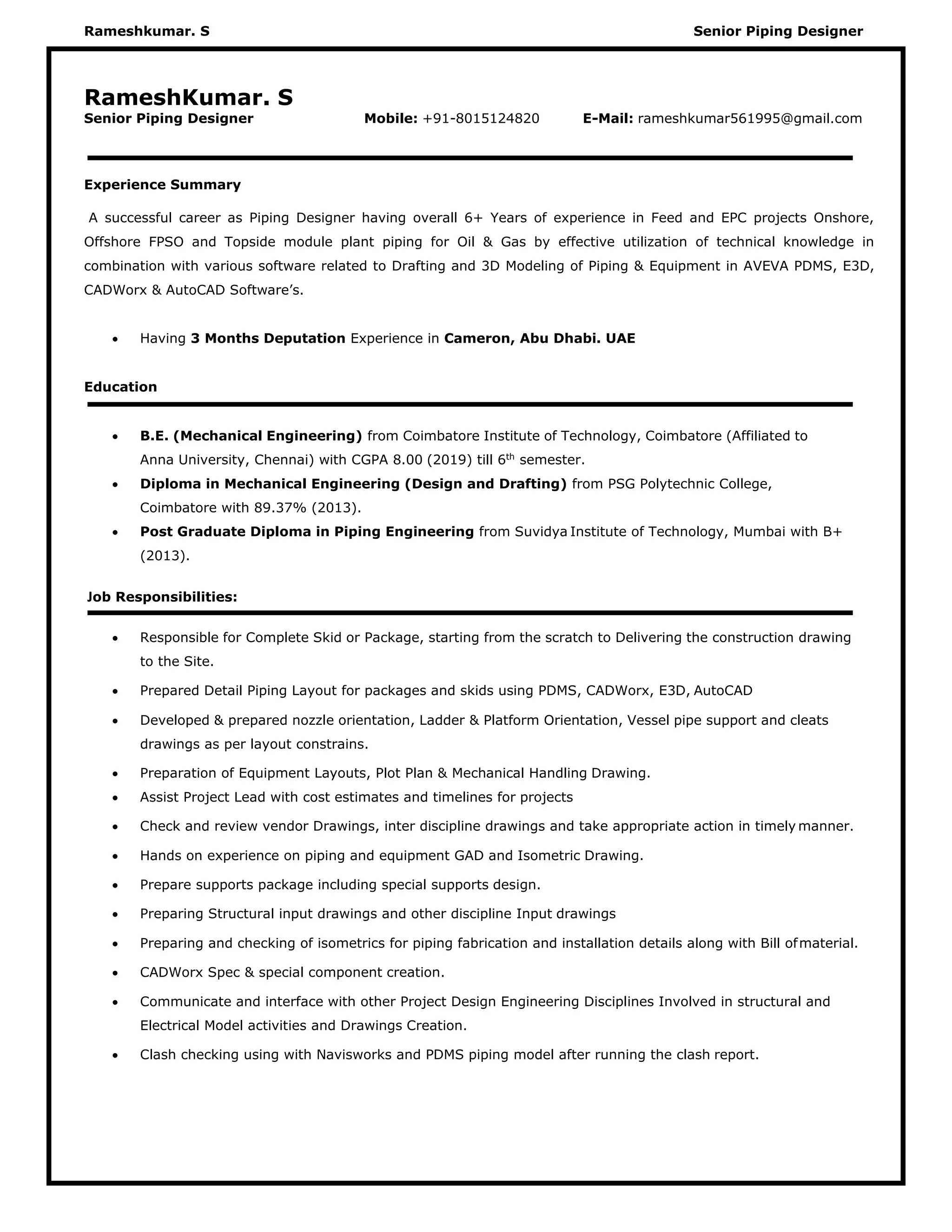 Rameshkumar resume | PDF