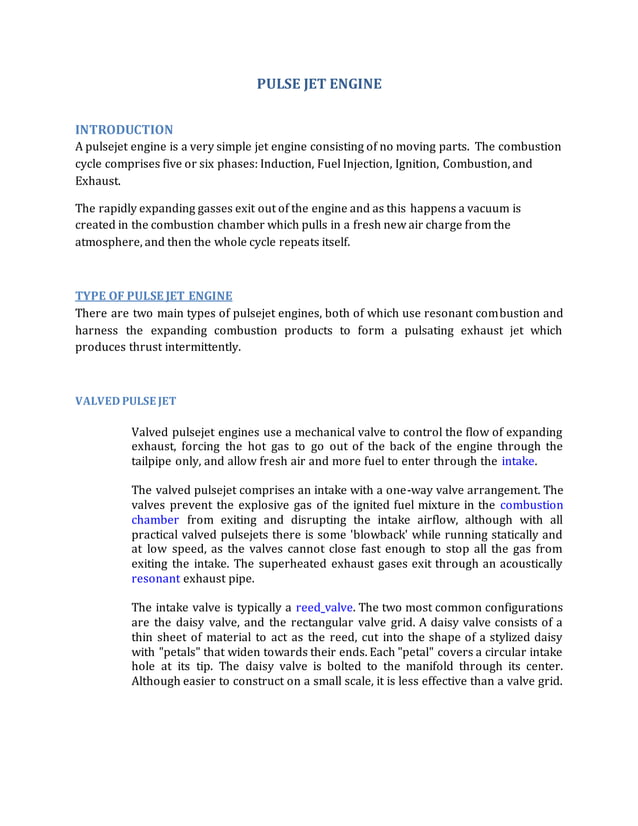 PULSE JET ENGINE | DOCX | Chemistry | Science