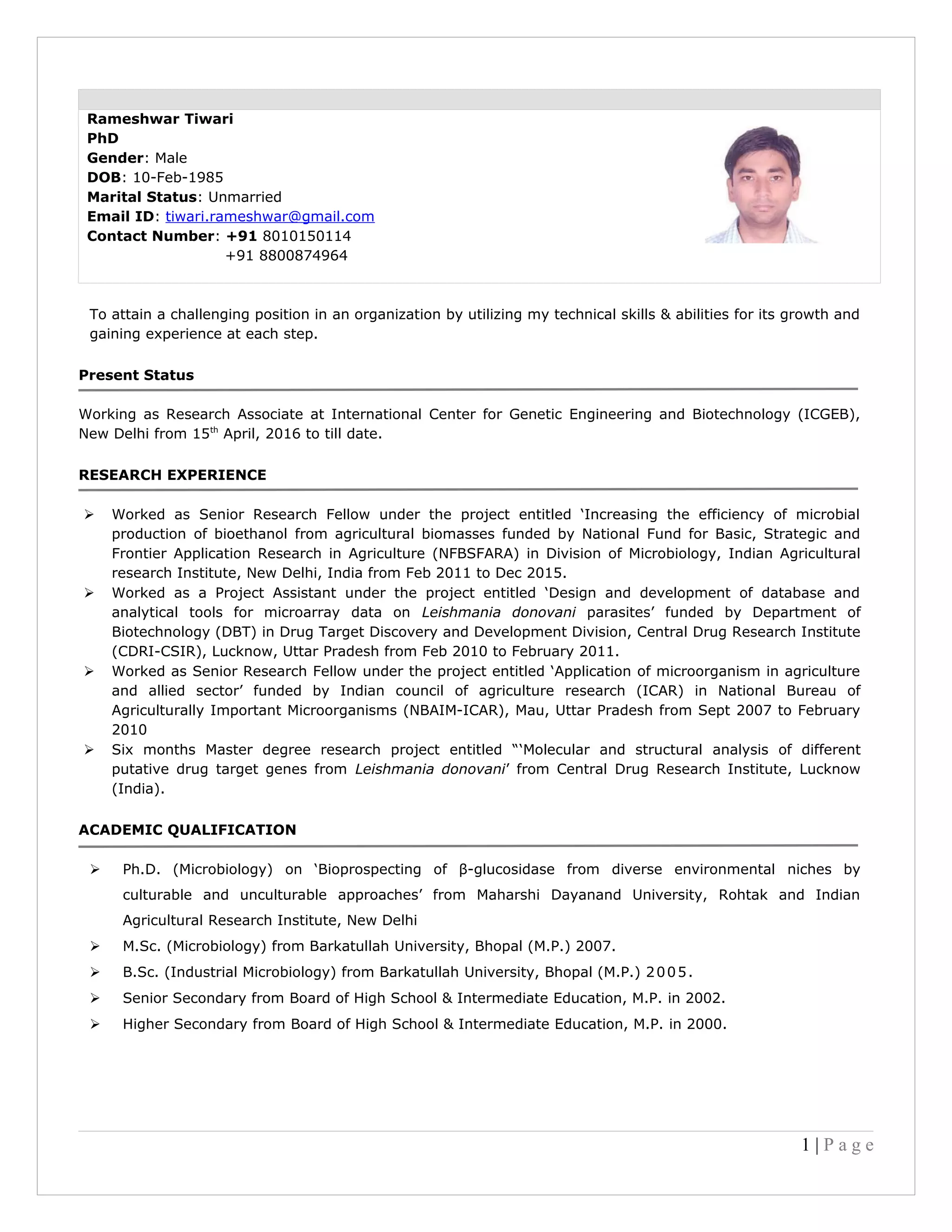Rameshwar tiwari cv (2) (1) | DOC